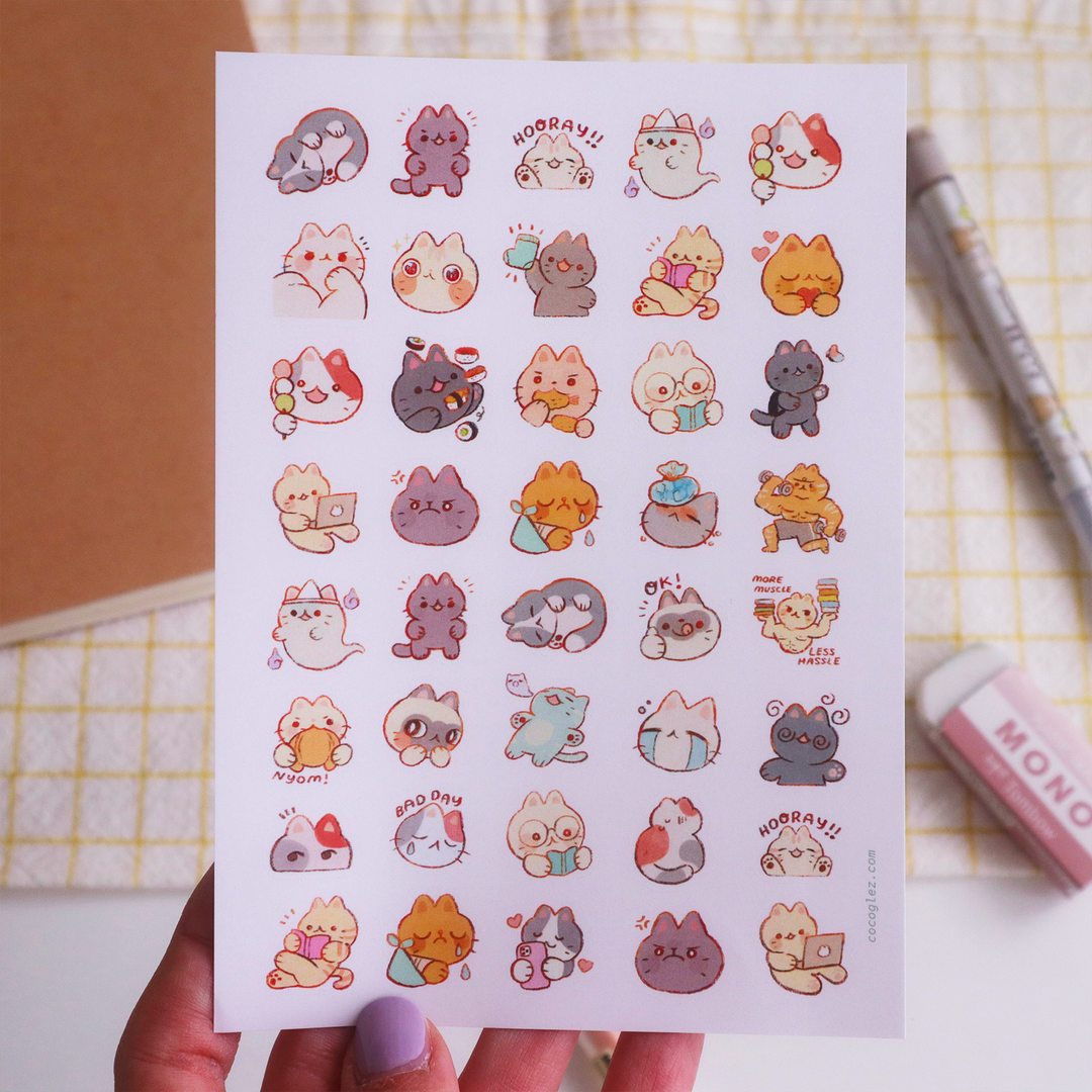 Cat moods - Sticker sheet – CocoGlez